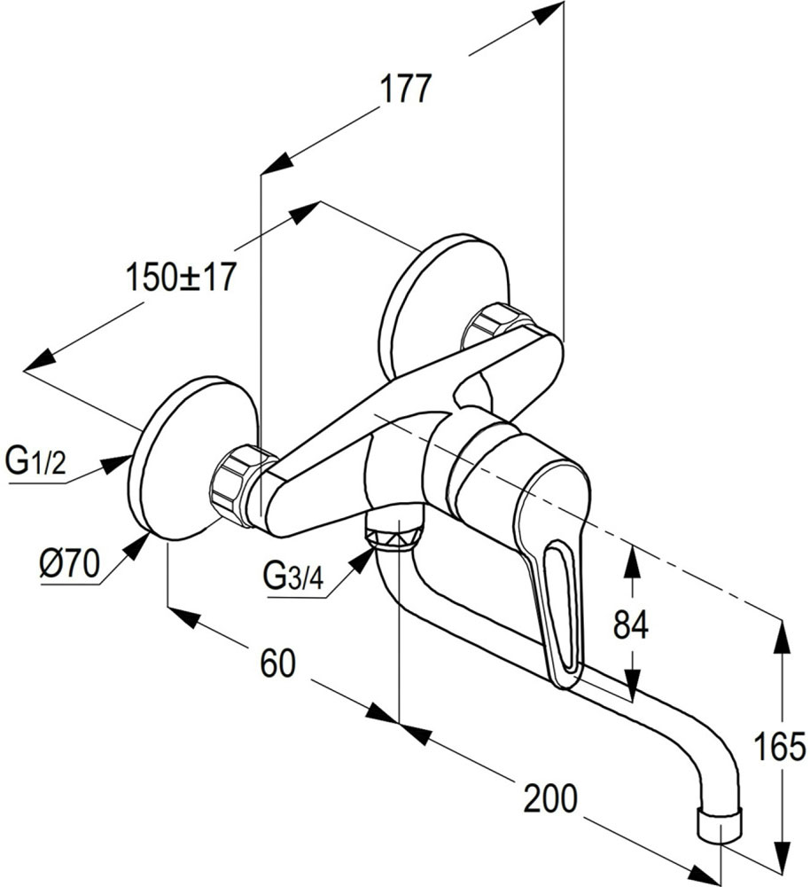 KLUDI RAK | POLO wall-mounted single lever sink mixer RAK30008 - Tiles ...