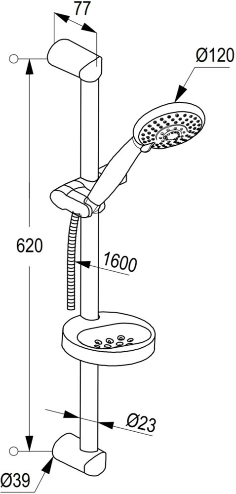 KLUDI RAK | 4S shower set (120 mm) L = 600 mm RAK42005 - Tiles World ...